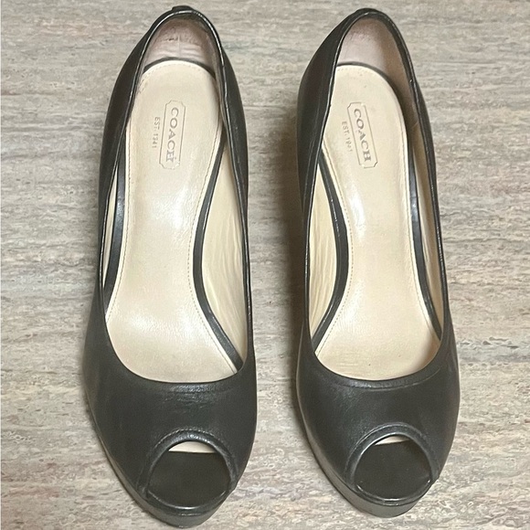 Coach | Shoes | Coach Breanna Open Toes Heeled Shoes With Monogram C ...